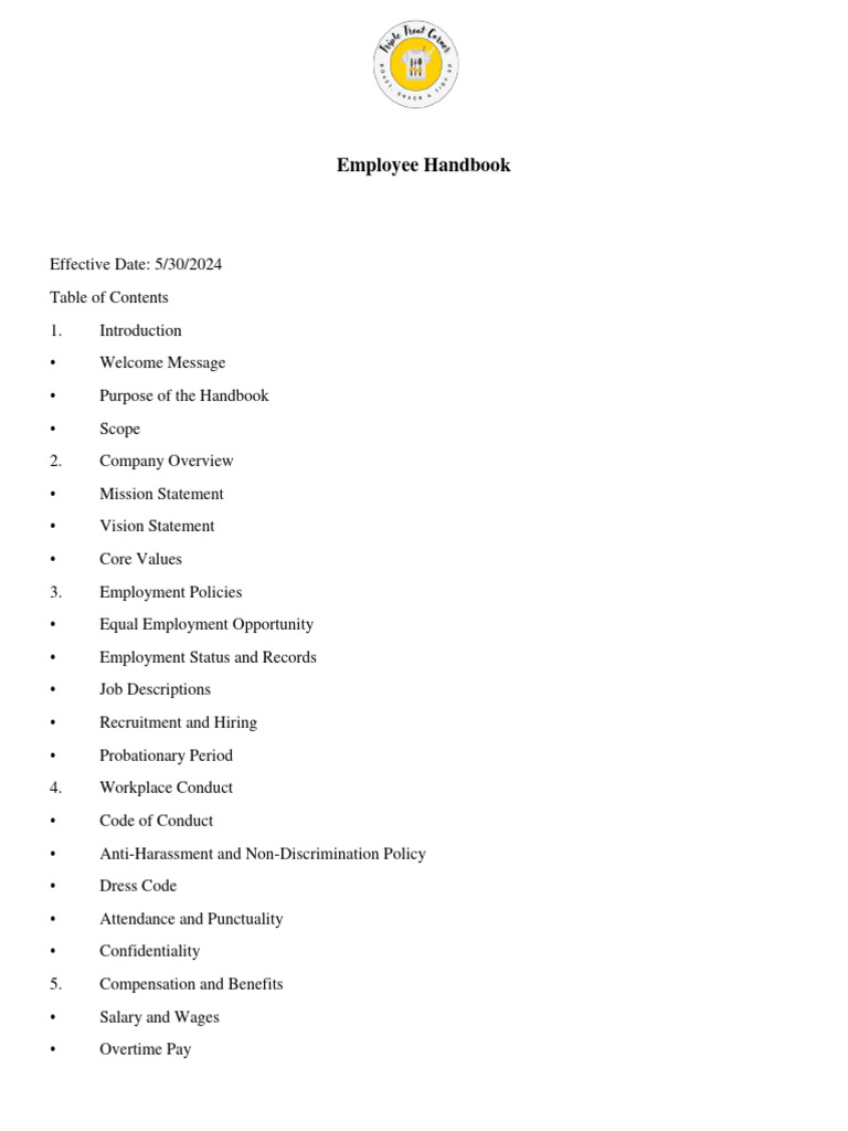 Employee Handbook | PDF | Employment | Occupational Safety And Health