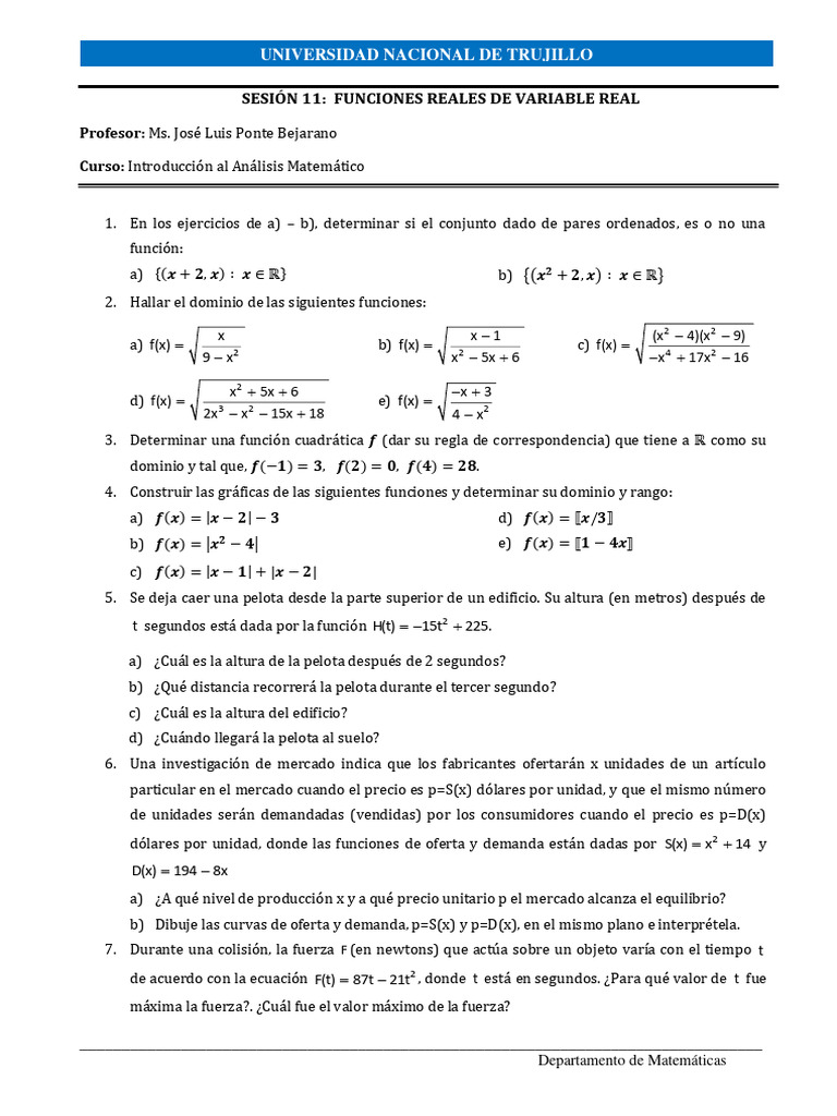 S11.2-HT-Funciones Reales de Variable Real | PDF | Función (Matemáticas) | Mercado (economía)