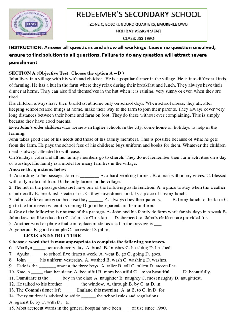 JSS Two Holiday Assignment | PDF | Petroleum