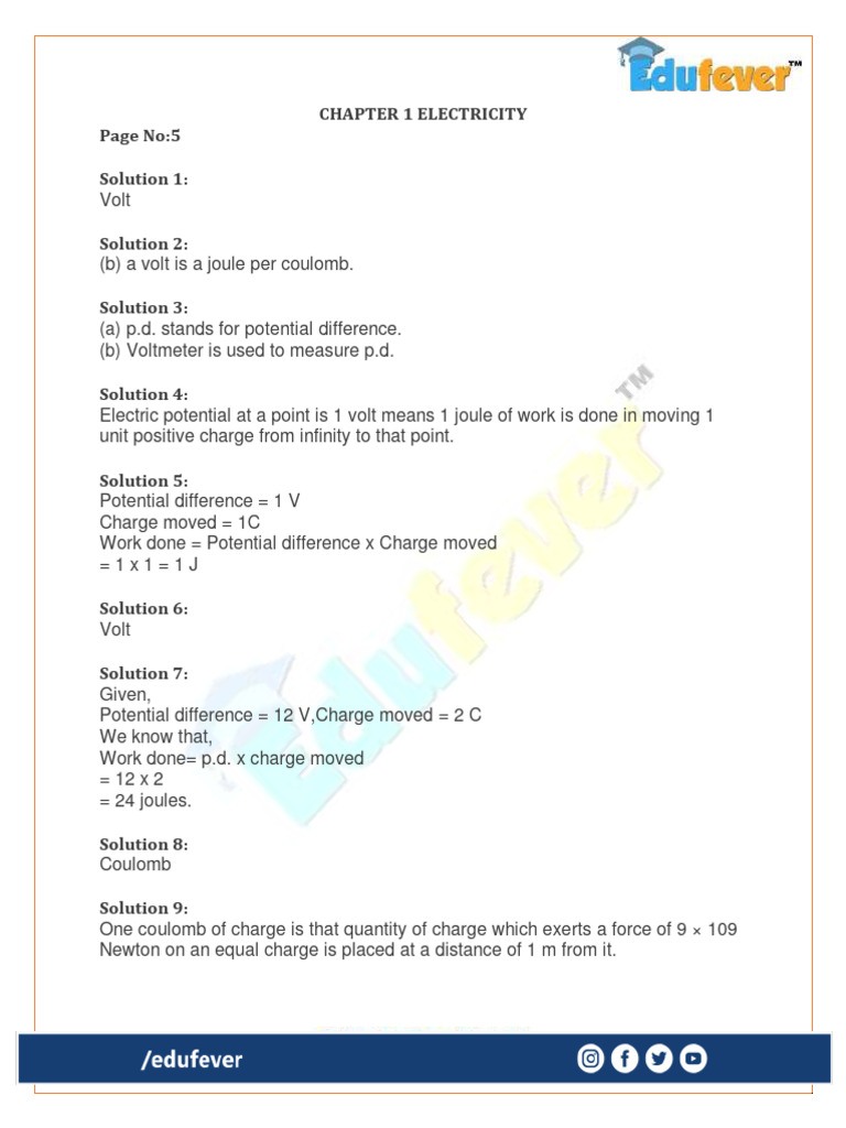 Lakhmir Singh Class 10 Physics Chapter 1 Electricity | PDF | Electrical Resistivity And ...