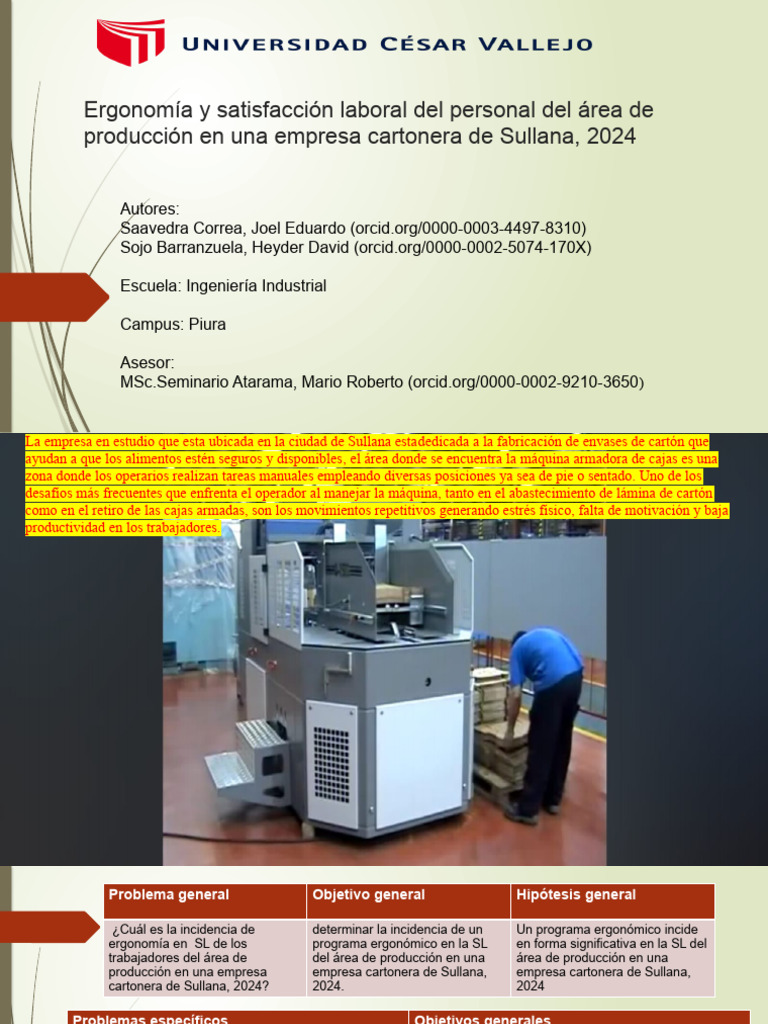 Ergonomía y Satisfacción Laboral Del Personal Del Área EXPO | PDF | Factores humanos y ergonomía ...