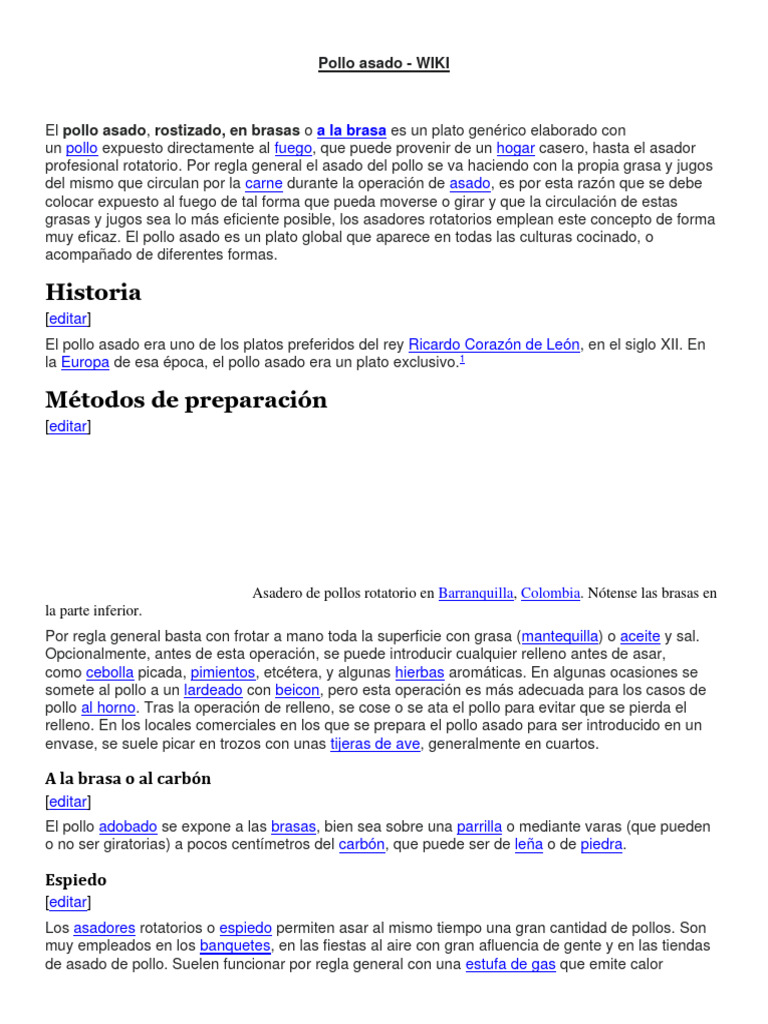 Pollo asado-WIKI | PDF | Alimentos | Cocina