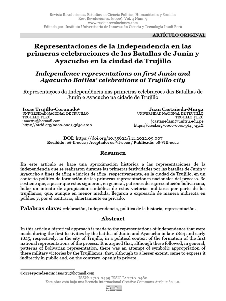 Representación de Las Batallas de Junín y Ayacucho 1824-1825 | PDF ...