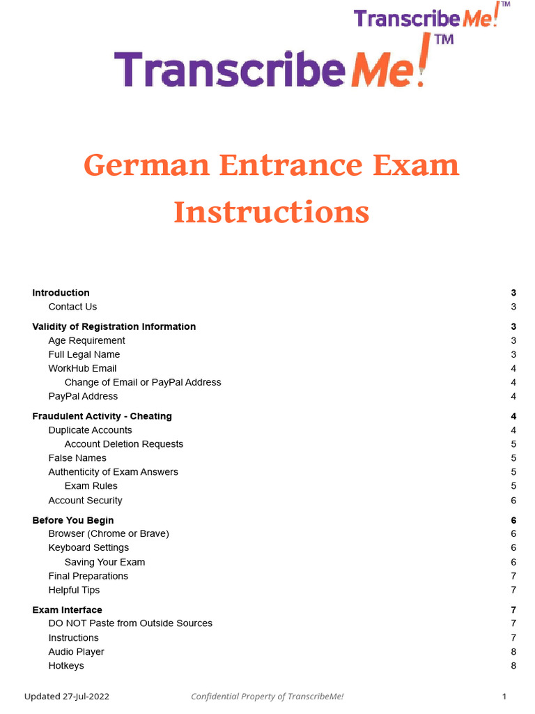T112 - German Exam Instructions | PDF | Pay Pal | Keyboard Shortcut