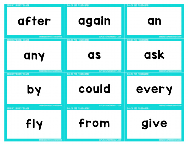 First Grade Sight Word Flashcards 1 | PDF