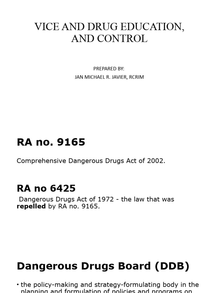 Vice and Drug Education, and Control - 012121 | PDF | Psychoactive ...
