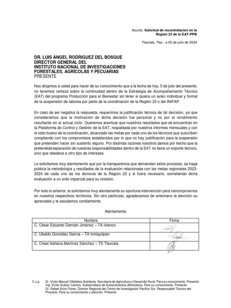 06 Oficio Tecnicos de EAT-R23 | PDF