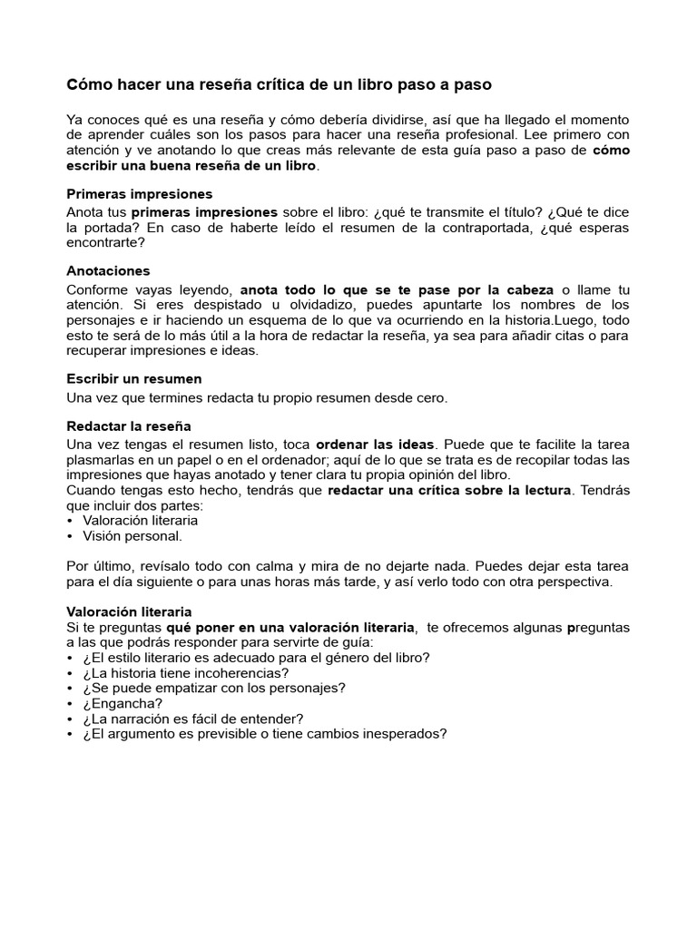 Cómo Hacer Una Reseña Crítica | PDF