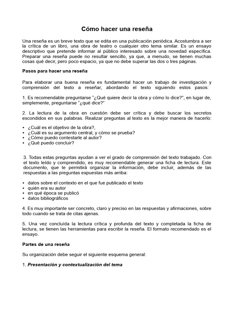 Guía para Escribir una Reseña Efectiva | PDF | Autor | Ensayos