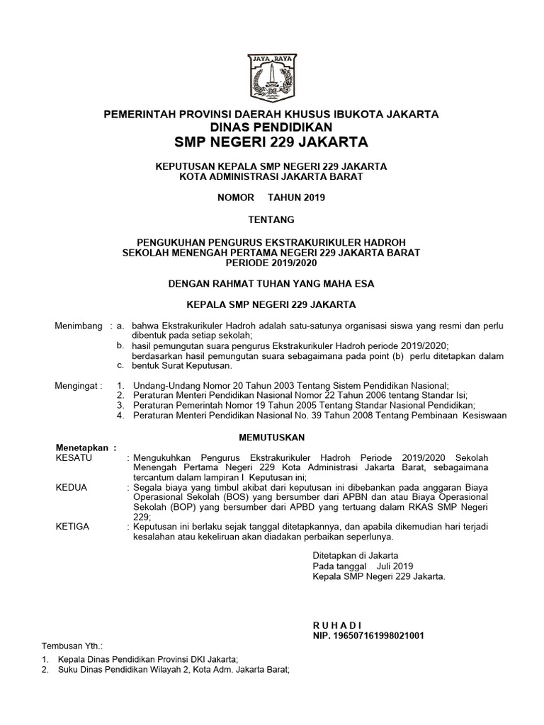 Pengukuhan Pengurus Hadroh SMPN 229 | PDF
