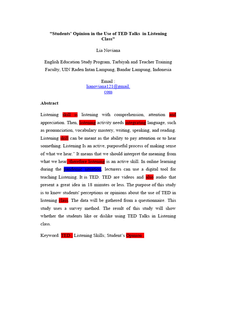 Students on TED Talks in Class | PDF | Career & Growth