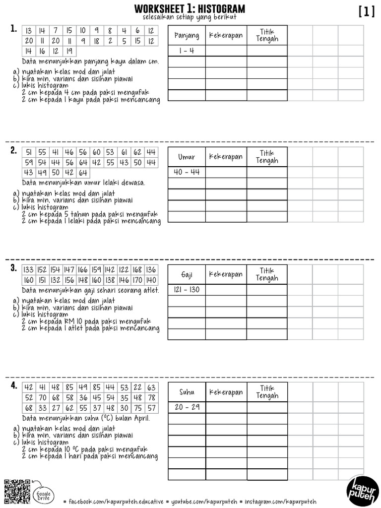 (Worksheet KSSM) Sukatan Serakan Data Terkumpul (Form 5) - Part 1 | PDF