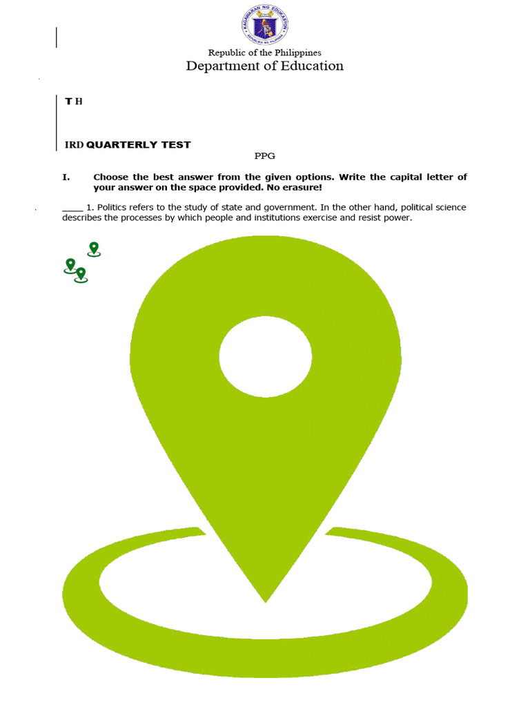 PPG Test Q3 Done | PDF | President Of The Philippines | World Politics