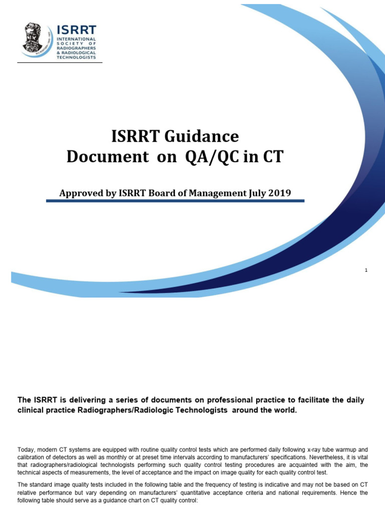 CT Quality Control Guidance for Radiographers | PDF | Ct Scan | Radiology