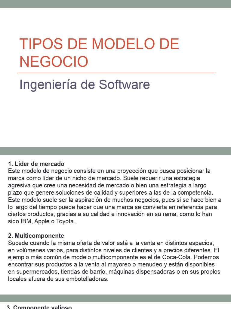 TIPOS de Modelo de Negocio | PDF | Modelo de negocio | Marca