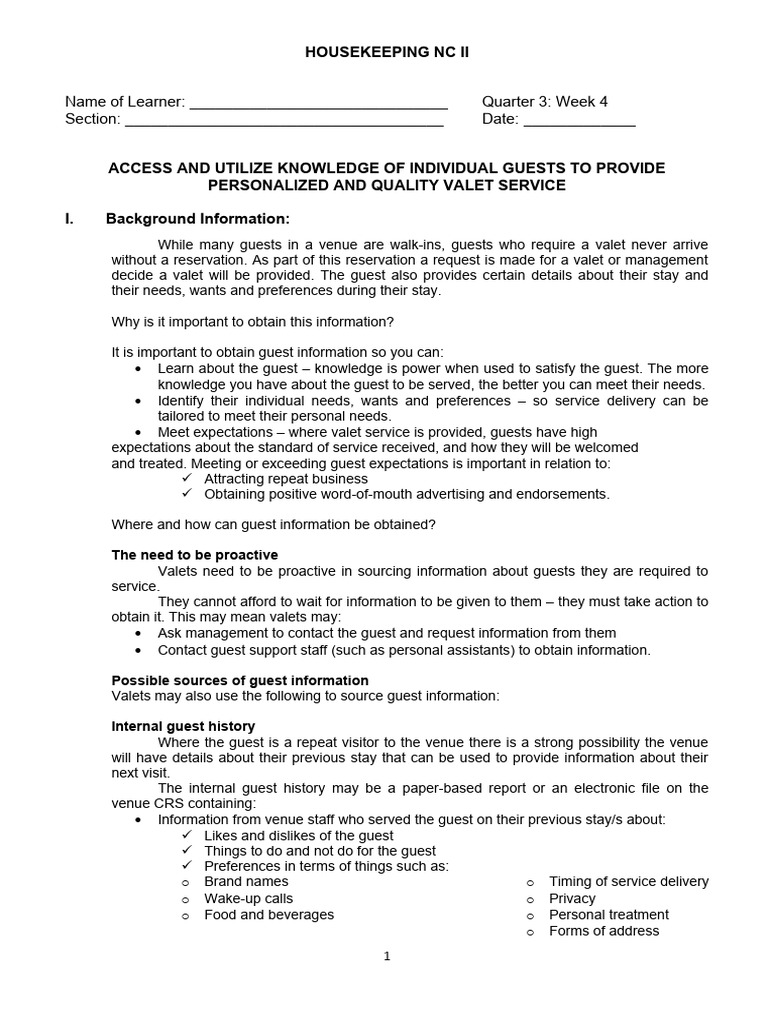 Las-Tle-Tvl Housekeeping q3 Week4 Updated | PDF | Information | Rubric ...