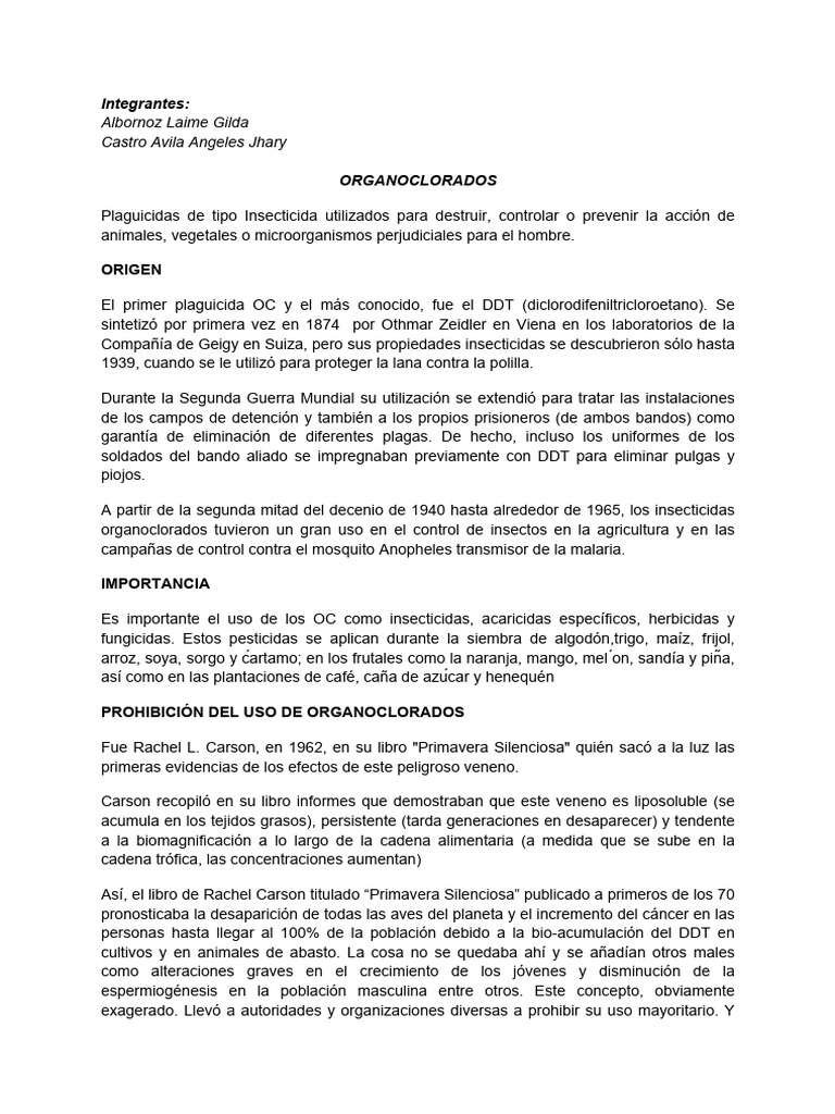 Órganos Clorados | PDF | Ddt | Insecticida