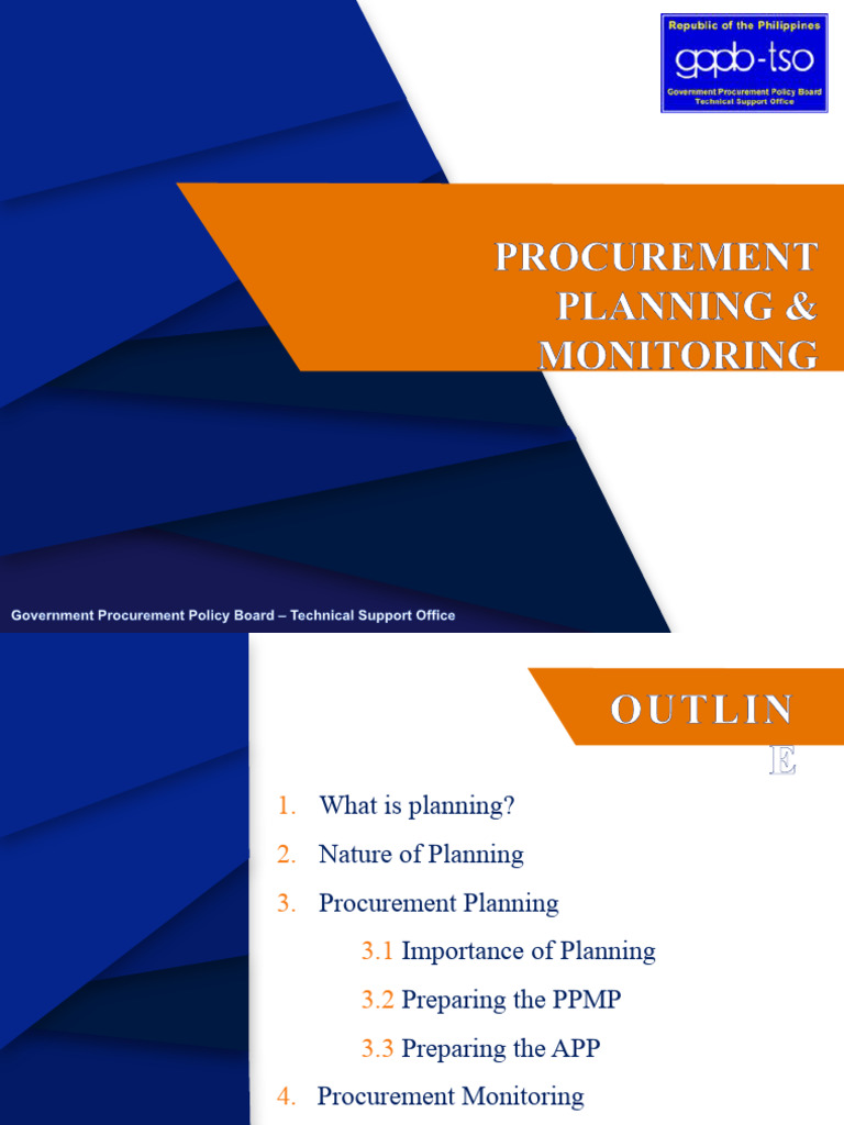 02 Proc Planning & Monitoring - DAAM.05102018 - EDITED1 | PDF | Procurement | Policy