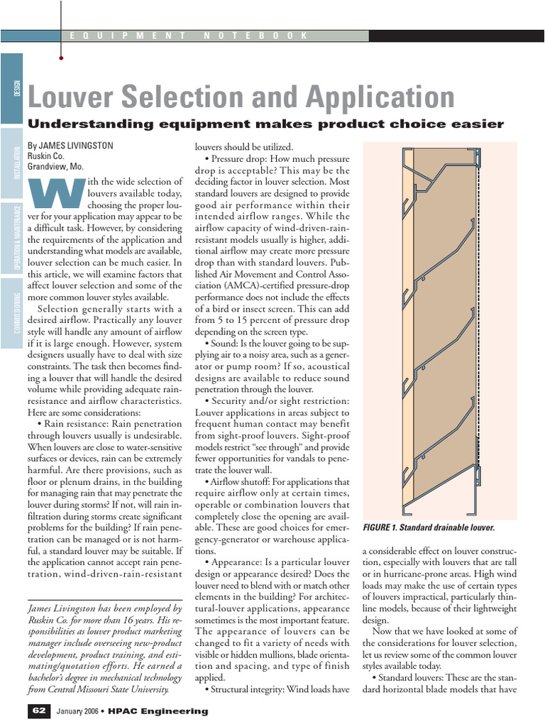 Ruskin Louver Selection - Application - 1 | PDF | Rain