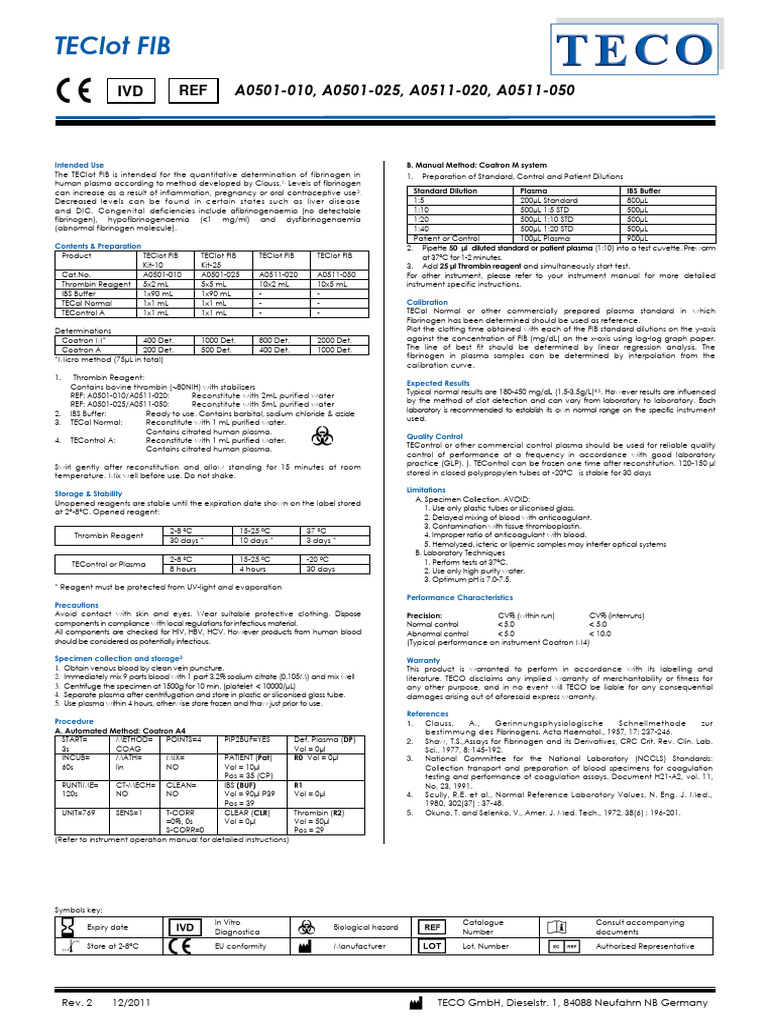 A0501 FIB Rev2 | PDF | Medicine | Blood