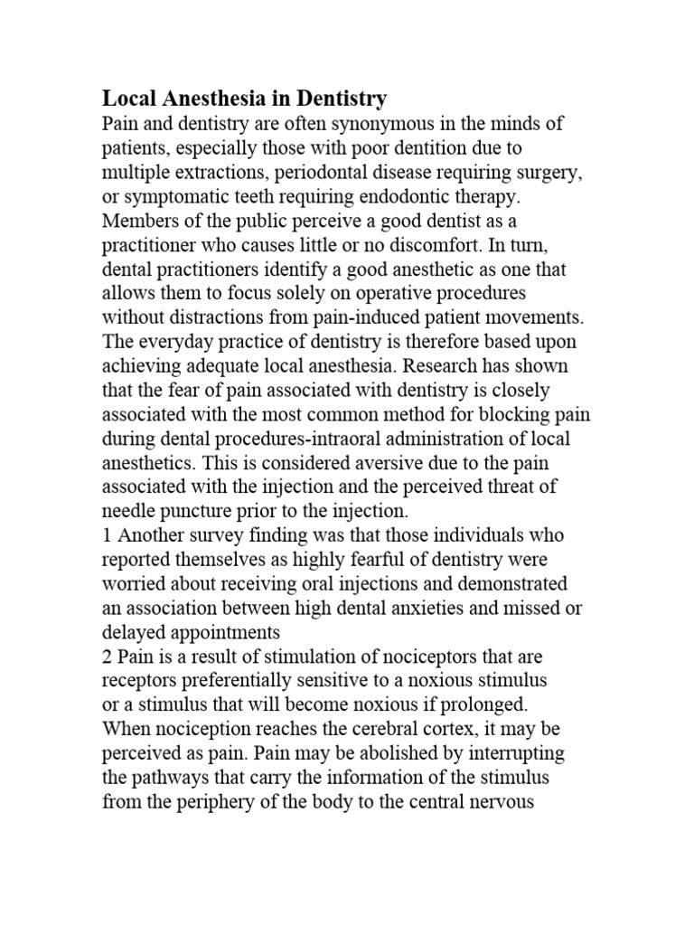 Local Anesthesia Lecture Note | PDF | Anesthesia | Pain