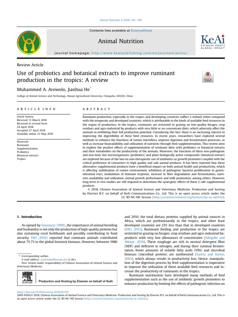 Use of Probiotics and Botanical Extracts To Improve Ruminant | PDF ...