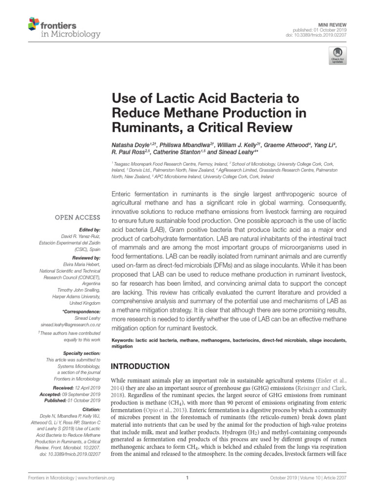 Use of Lactid Acid Bacterian in Methane Production | PDF | Probiotic ...