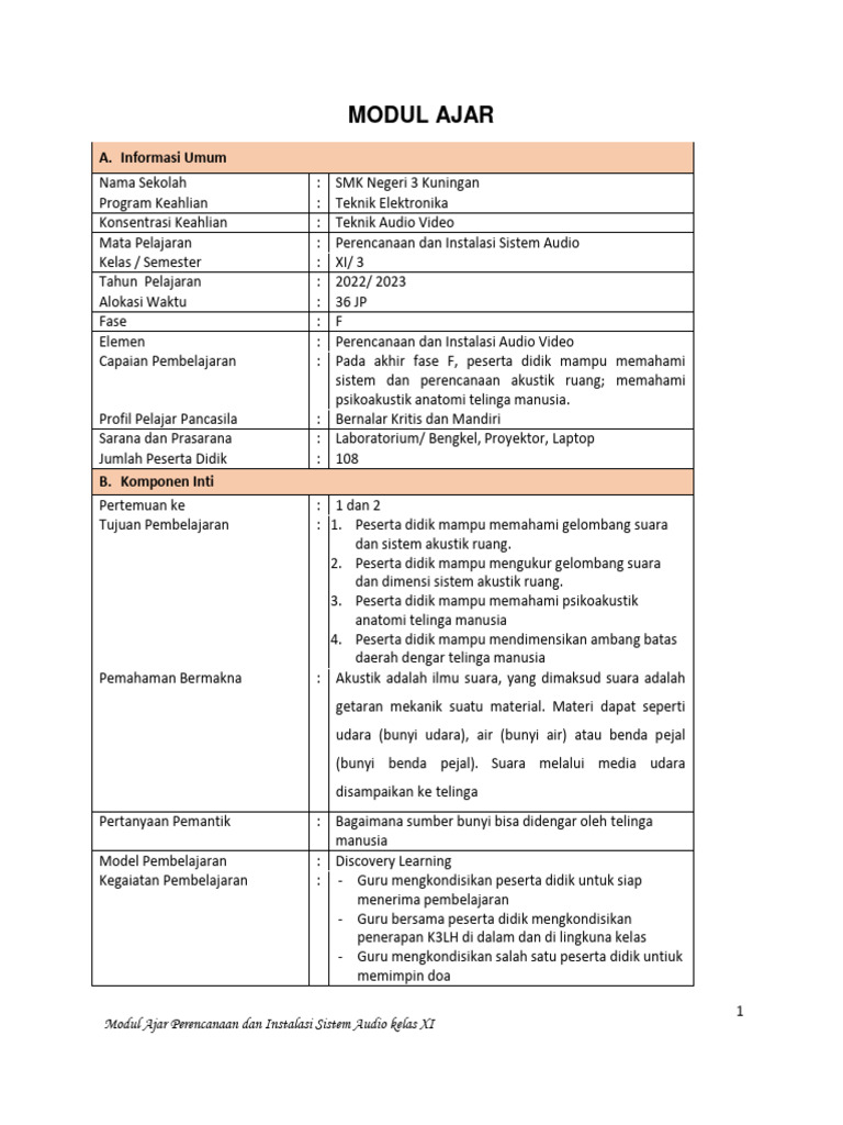 Modul Ajar: A. Informasi Umum | PDF | Seni | Sains & Matematika