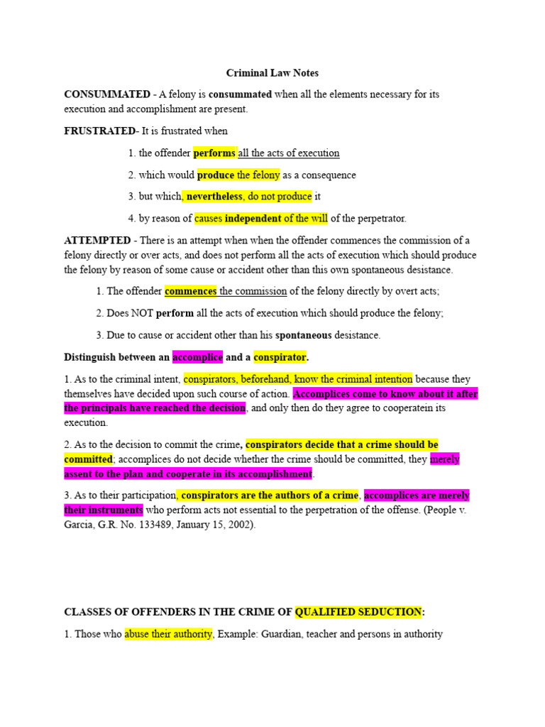 Criminal Law Notes | PDF | Crimes | Crime & Violence