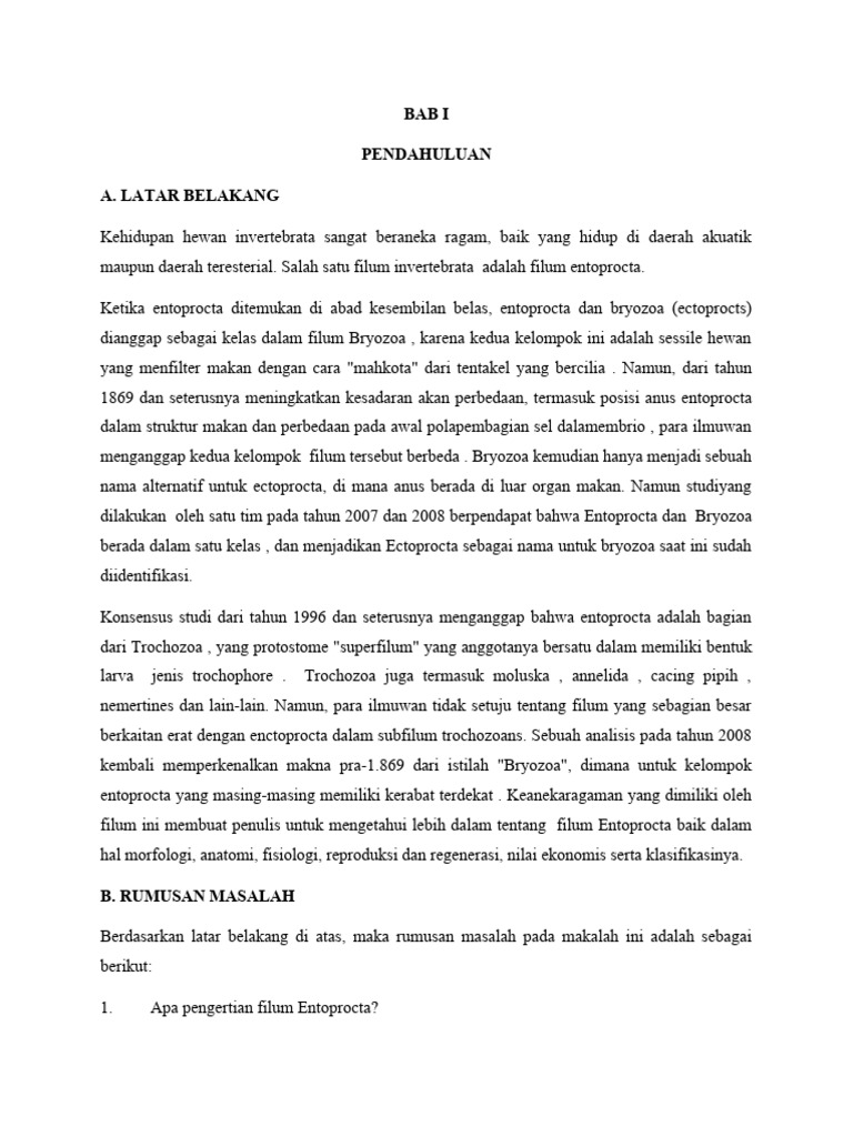 Morfologi dan Fisiologi Entoprocta | PDF
