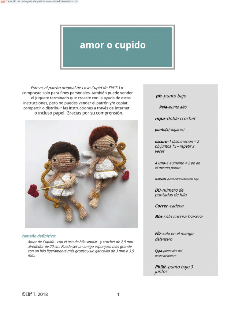 15 Angeles de Cupido | PDF | Tejer | Pelo