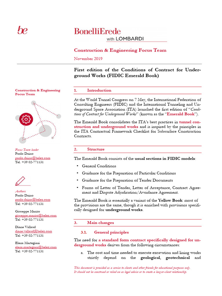 Construction and Engineering - FIDIC Emerald Book - November 2019 | PDF ...