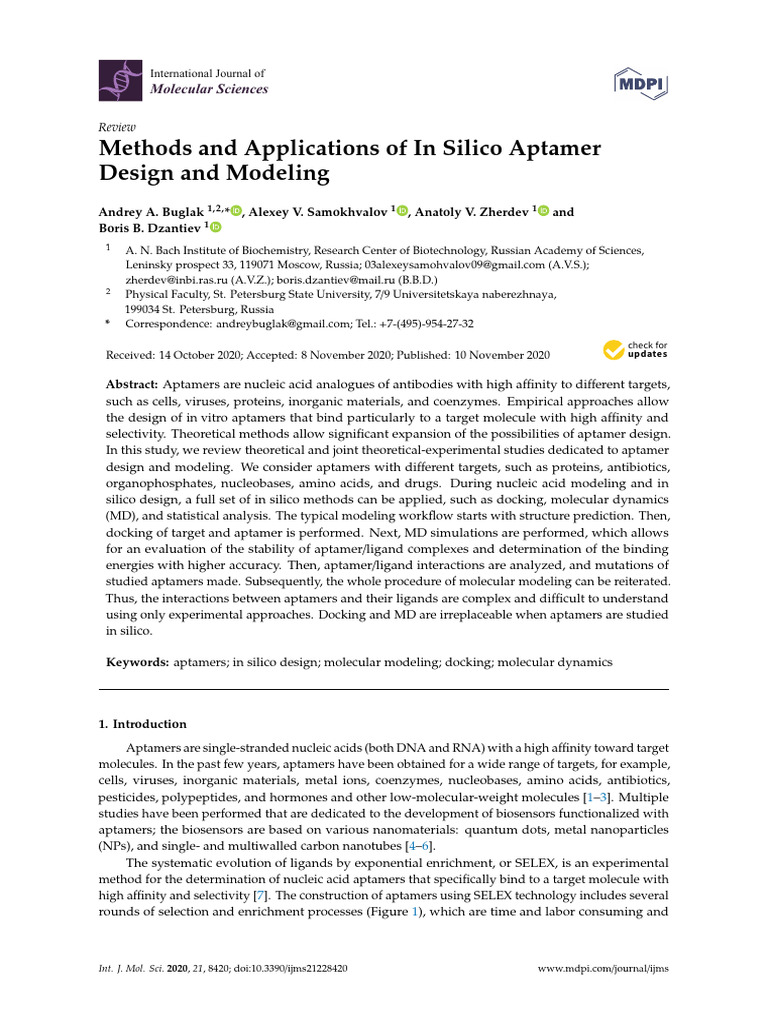 N Silico Aptamer Design and Modeling | PDF | Docking (Molecular) | Dna ...