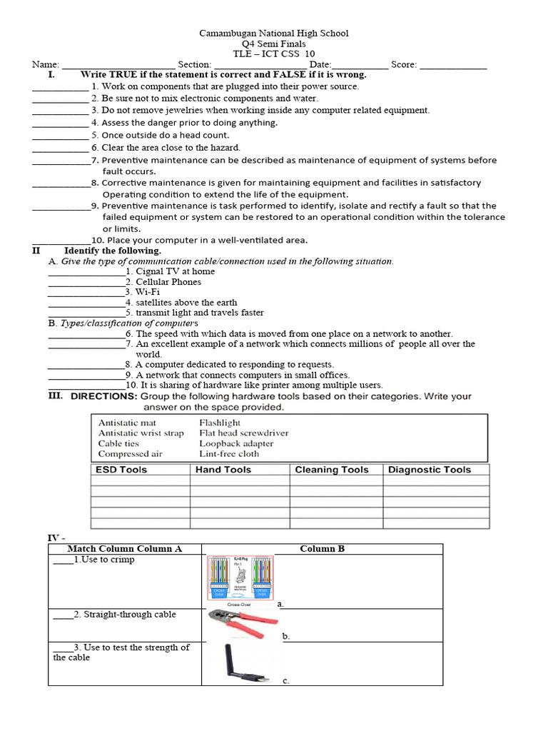 q4 Semi Finals Ict 9 N 10 2023-2024 | PDF | Computer Network | Computer Science