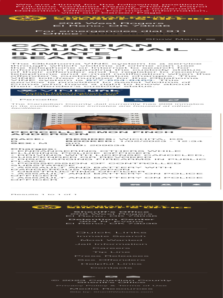 Inmate Search - Canadian County Sheriff's Office | PDF | Sheriffs In ...