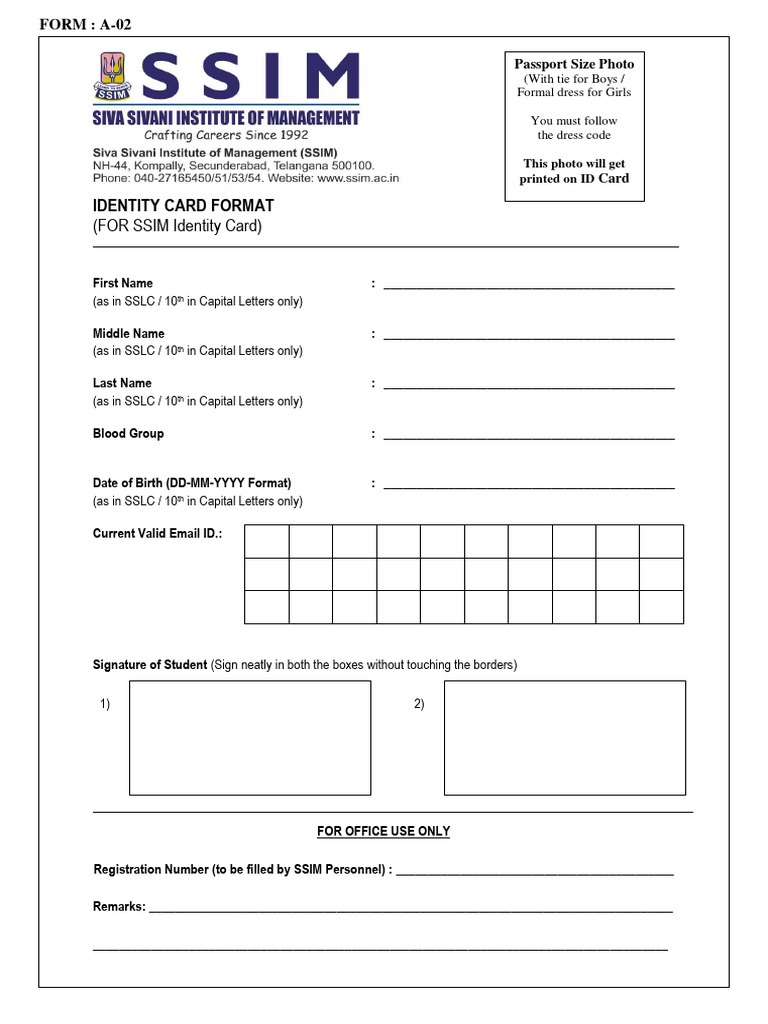 Identity Card Format | PDF