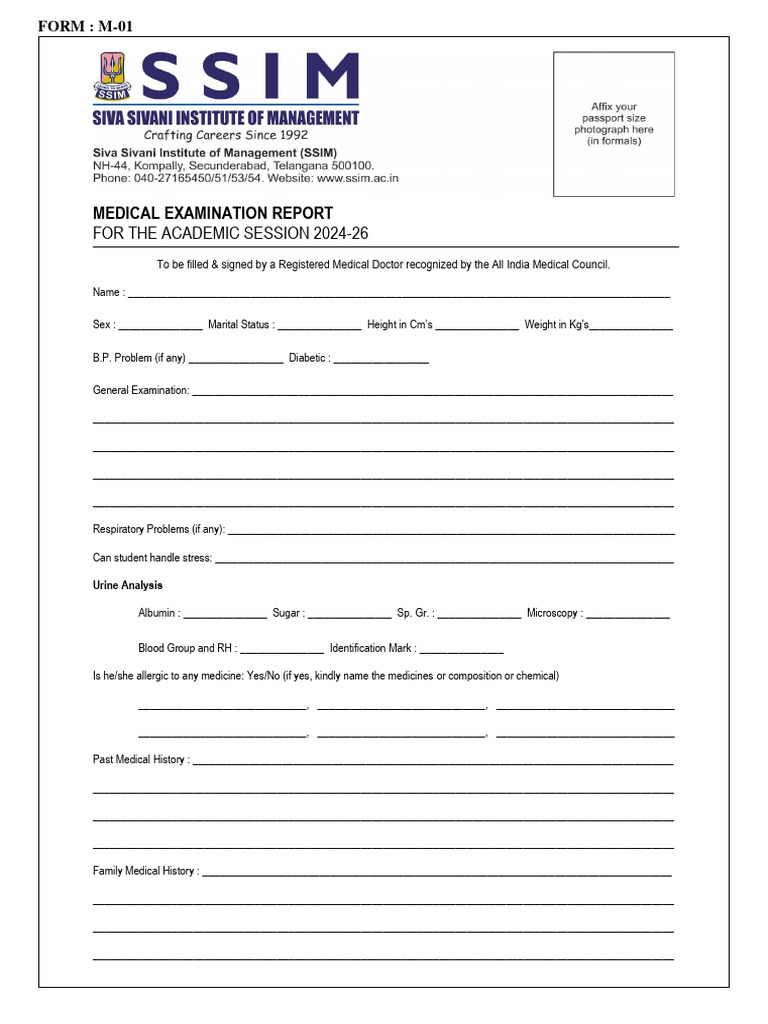 Medical Form | PDF | Doctor Of Medicine | Medicine