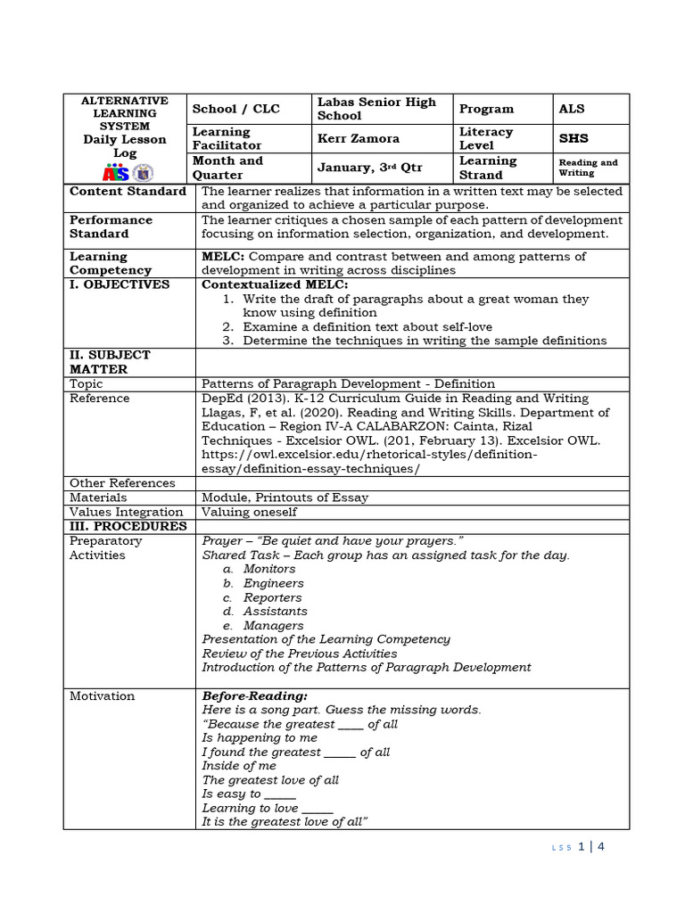 Als DLP Kerr Zamora | PDF | Learning | Word