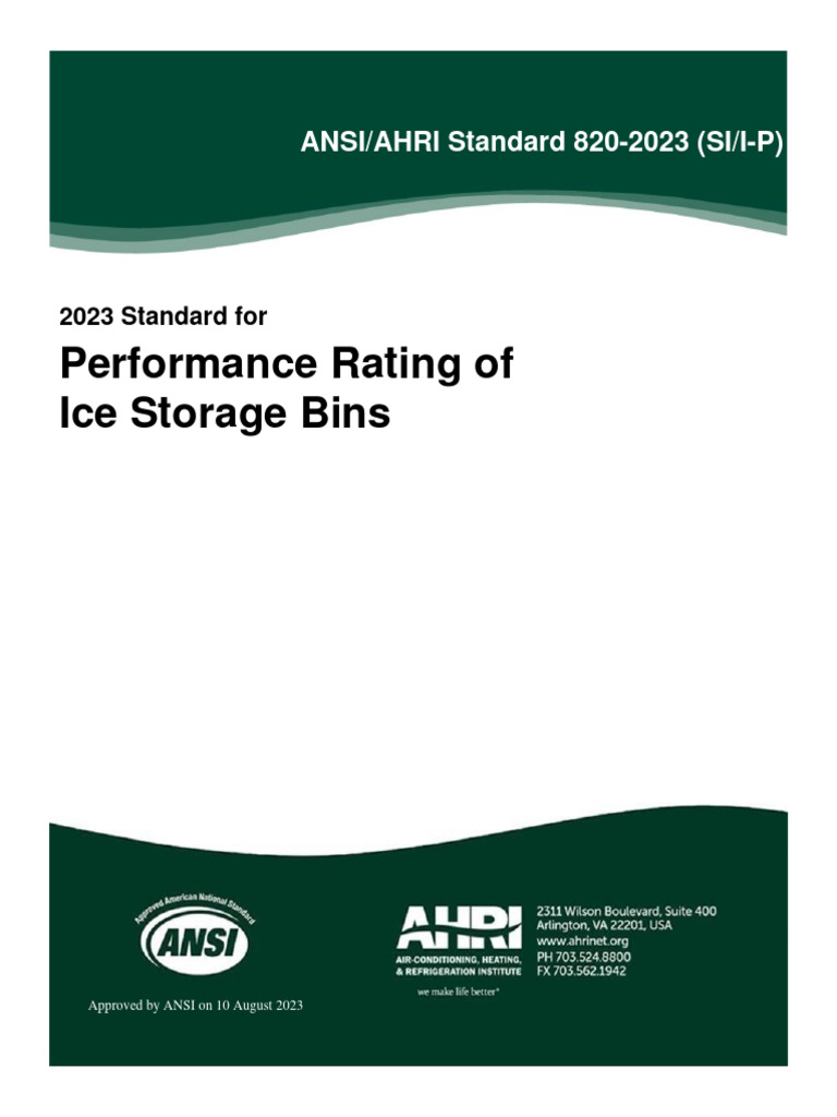 ANSI AHRI Standard 820-2023 SI I-P | PDF | Safety | Volume