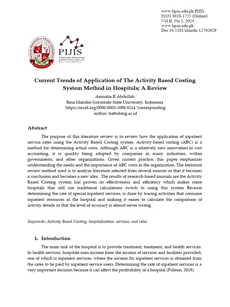 Current Trends of Application of The Activity Based Costing System ...