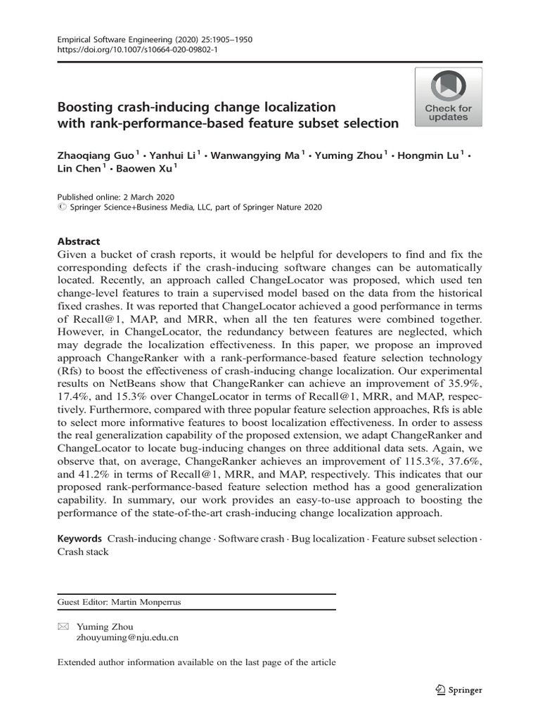 (2020 EMSE) BoostingCrash InducingChangeLo | PDF | Computing