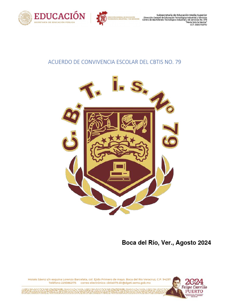 Acuerdo de Convivencia Escolar CBTIS 79 | PDF | Educación Secundaria | Maestros