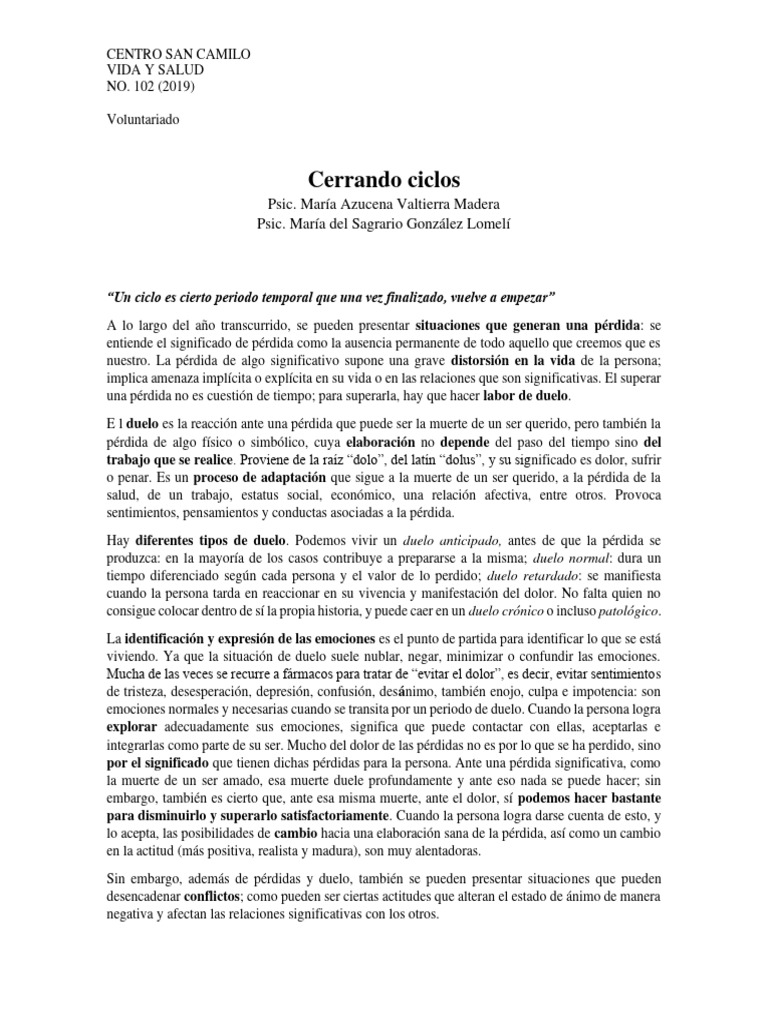 Cerrando Ciclos de La Vida | PDF | Dolor | Las emociones