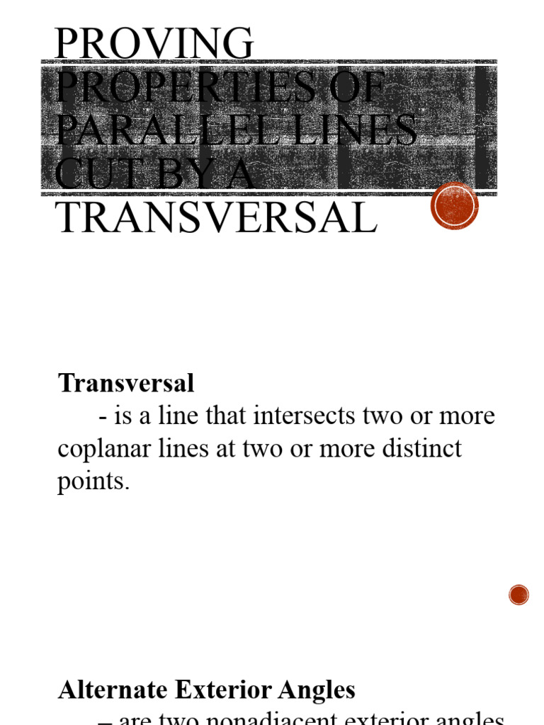 Properties of Transversals with Parallel Lines | PDF | Classical ...
