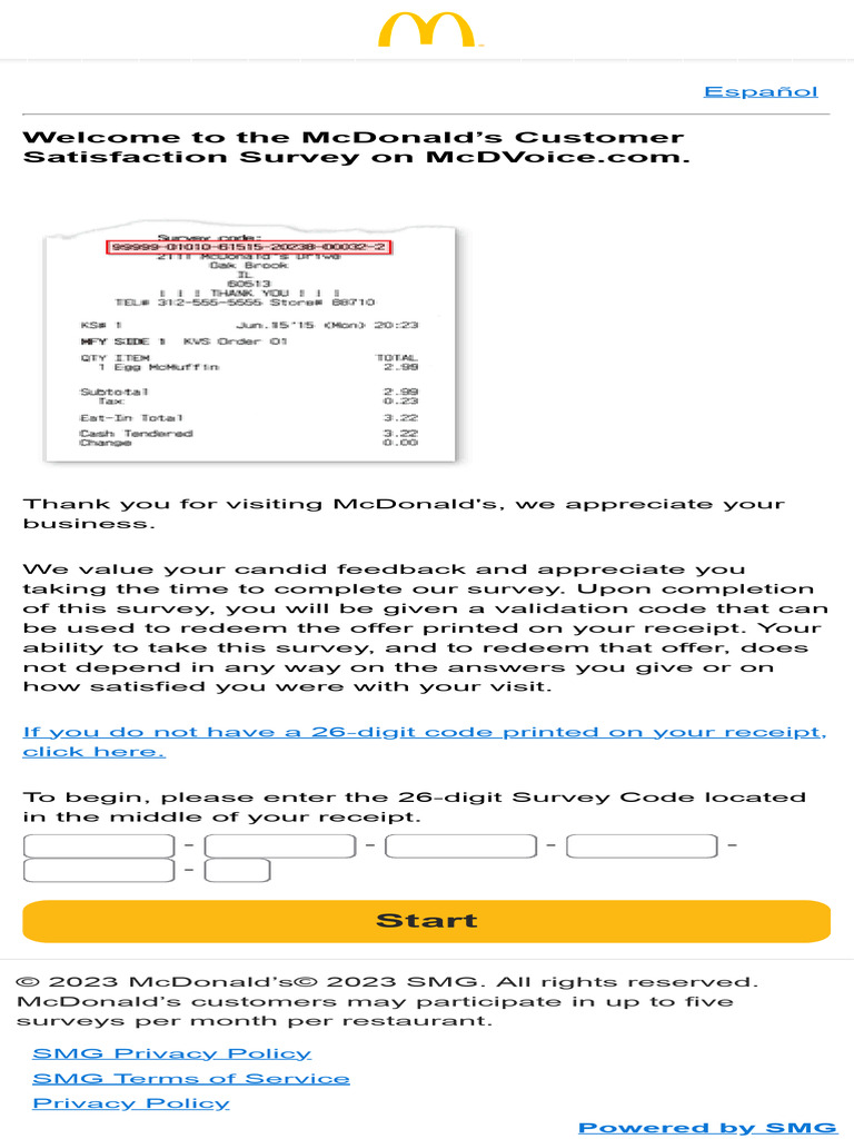 McDonald's Customer Satisfaction Survey On McDVoice - Com - Welcome ...