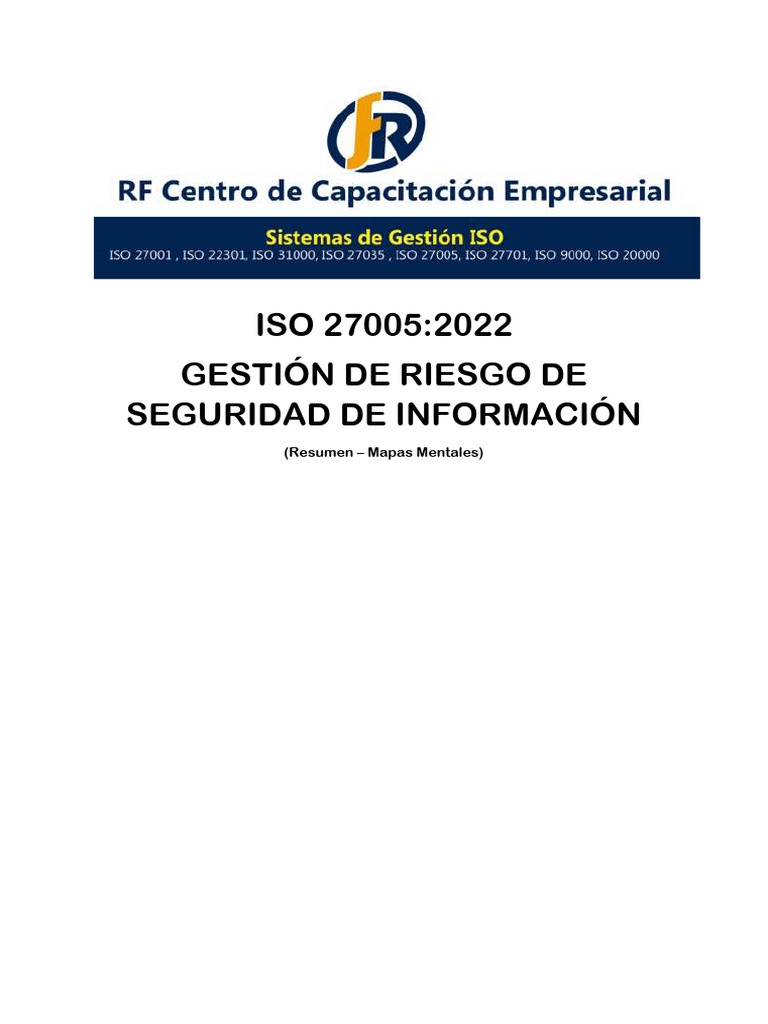 ISO 27005 - v3 - RF Centro Capacitacion - Resumen MAPA MENTAL | PDF ...