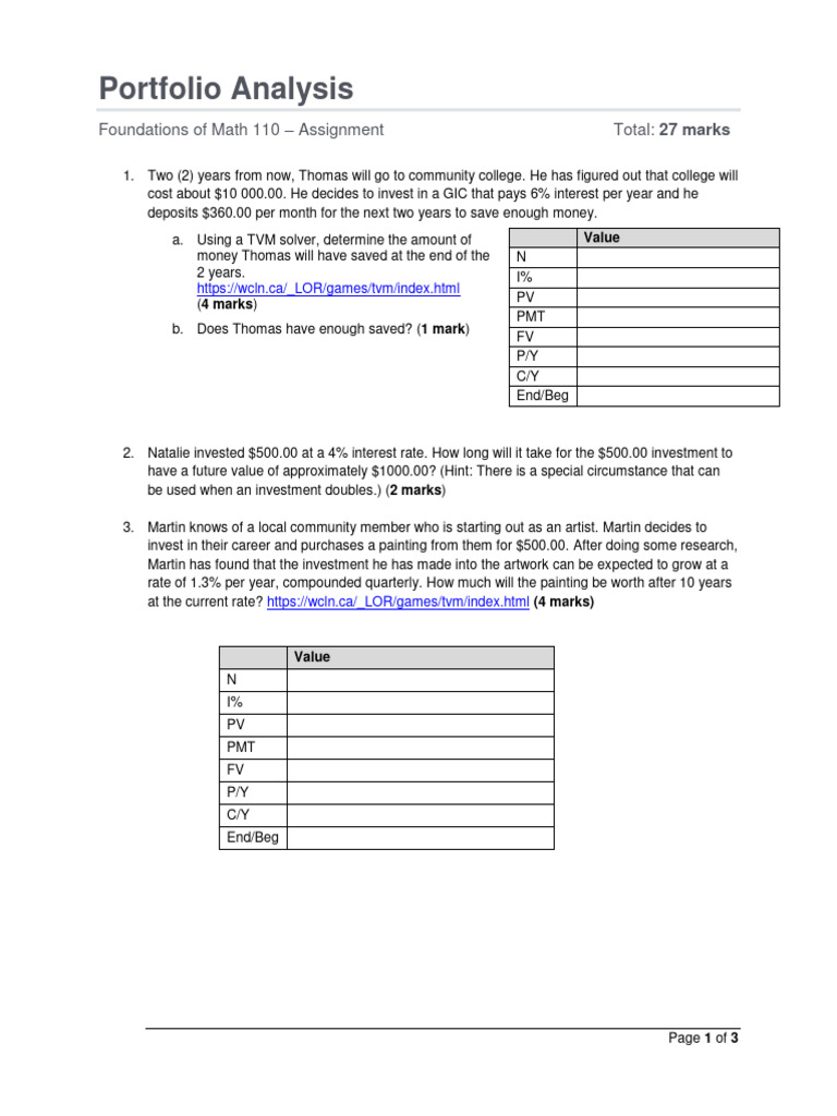 M5 PortfolioAnalysis Assignment | PDF | Interest | Investing