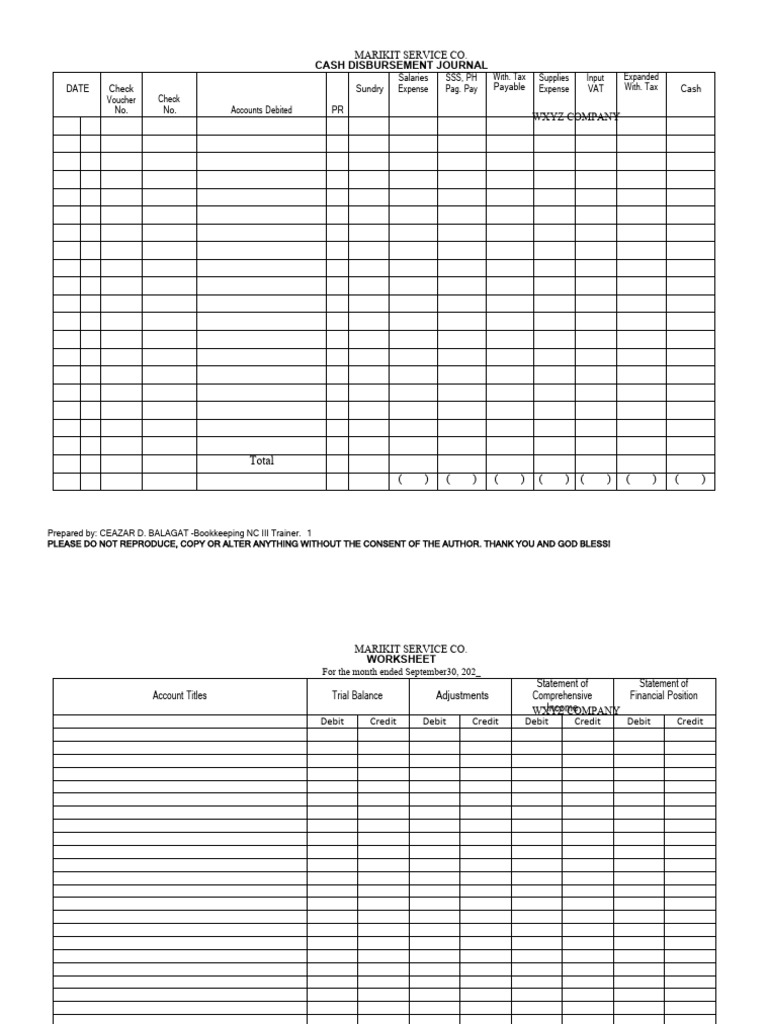 CDJ Worksheet | PDF | Debits And Credits | Expense