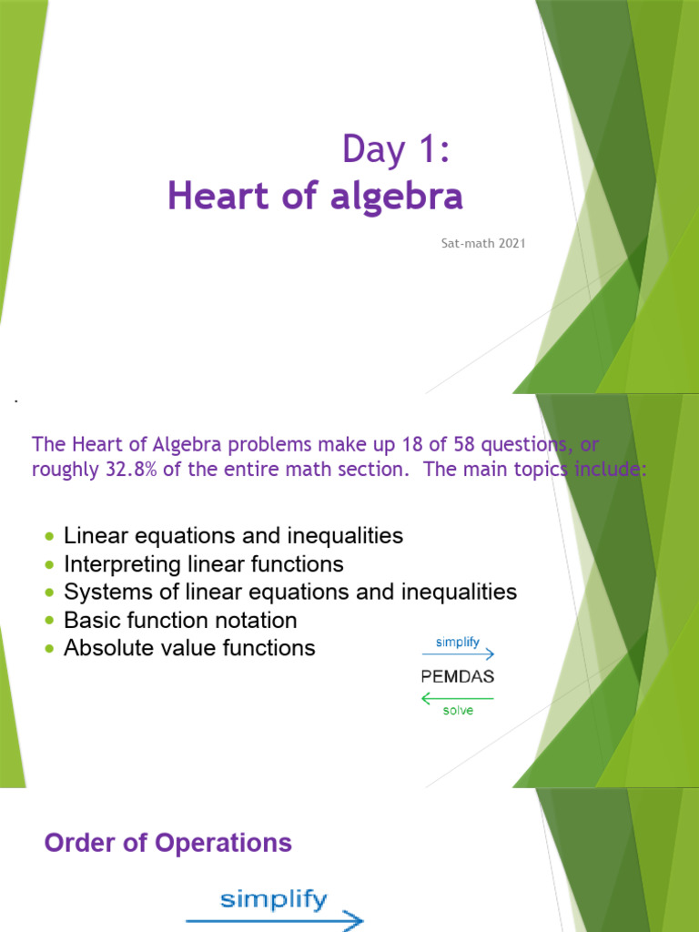 Sat Math Day1 Pdf Equations Mathematical Objects