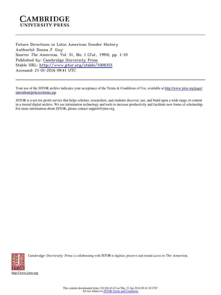 Artigo - Donna Guy - Future Directions in Latin American Gender History ...